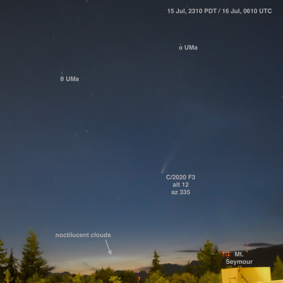 Comet Neowise (C2020/F3) from Burnaby Mountain, 15 Jul 2020. | Fotoeins ...